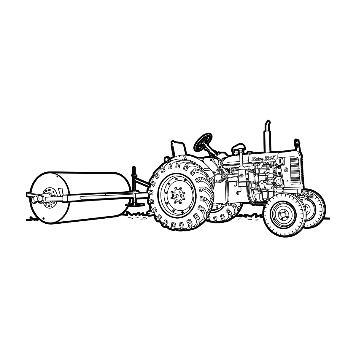 Zetor 25K Tractor Coloring Page Fun - ColoringPDFs